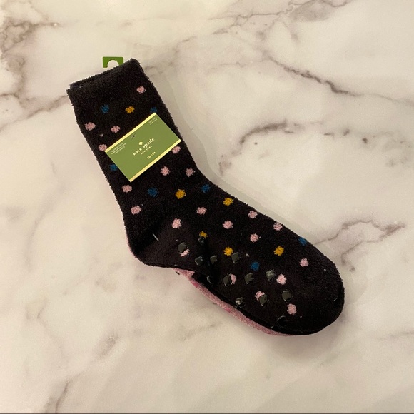 kate spade | Accessories | Kate Spade Nonslip Fuzzy Polka Dot Pink ...